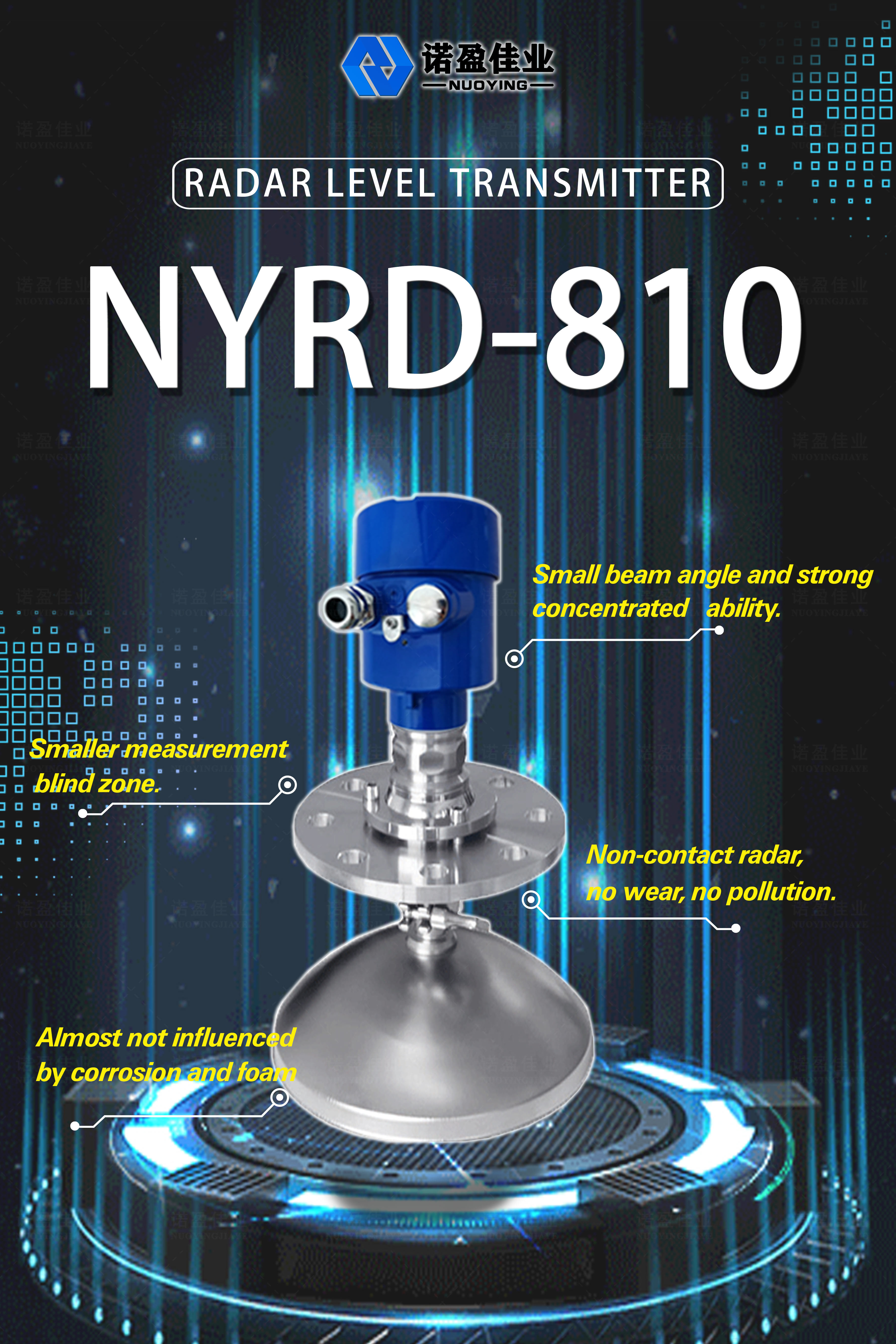 26GHz NYRD-810 High Frequency Meter Wave Radar Solid Level Sensor ...