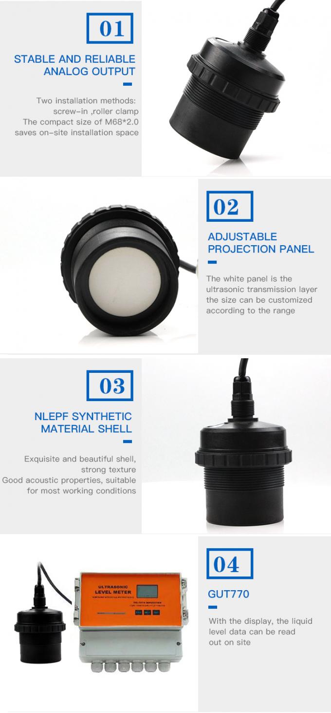 IP65 Waterproof Ultrasonic Level Transmitter 15M 500mm Blind Area